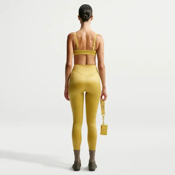 Nike Skims Satin Shine Padded Picot Sports Bra - Yellow