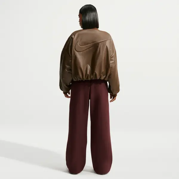 Nike Studio Fleece Heavyweight Oversized High-waisted Pleated Open-hem Pants