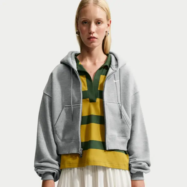 Nike Studio Fleece Medium Weight Oversized Full-zip Cropped Hoodie