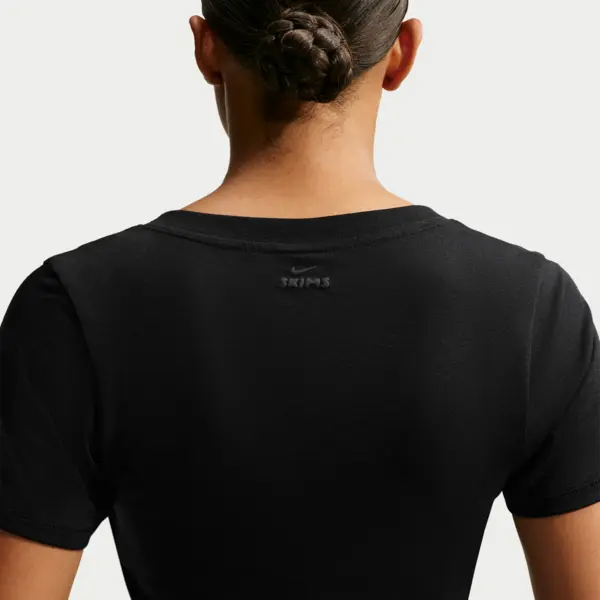 Nike Skims Performance Cotton Blend V-neck Cropped Twist Short-sleeve Top