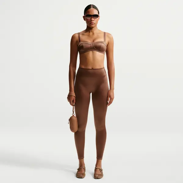 Nike Skims Satin Shine High-waisted Bonded 26" Leggings - Brown