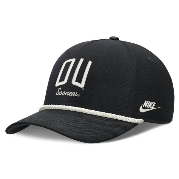 Nike Oklahoma Legacy Letter Rise Dri-fit College A-frame Adjustable Hat - Black