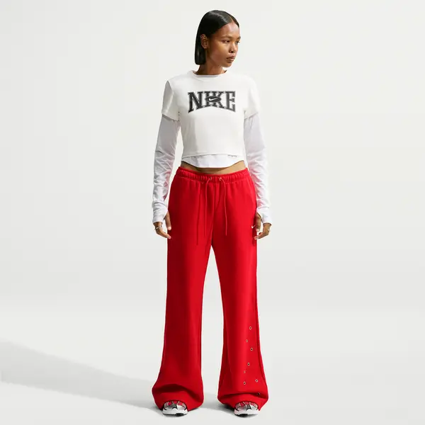 Nike Studio Fleece Weight Mid-rise Wide-leg Pants