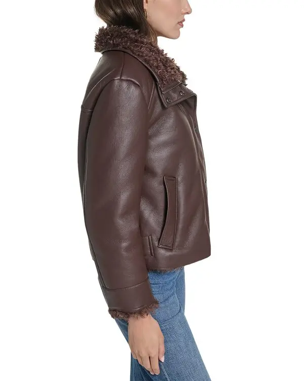 Cole Haan Cropped Faux Shearling Jacket