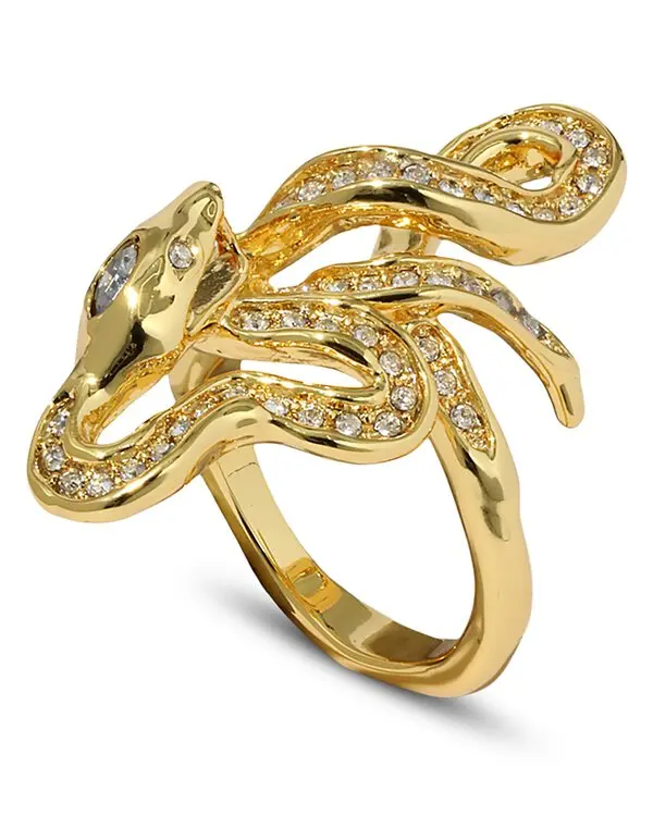 Alexis Bittar Serpent Crystal Coiled Cocktail Ring - Gold