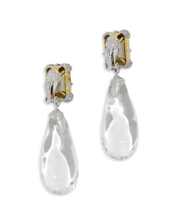 Alexis Bittar Silverlake Crystal & Lucite Clip On Statement Earrings