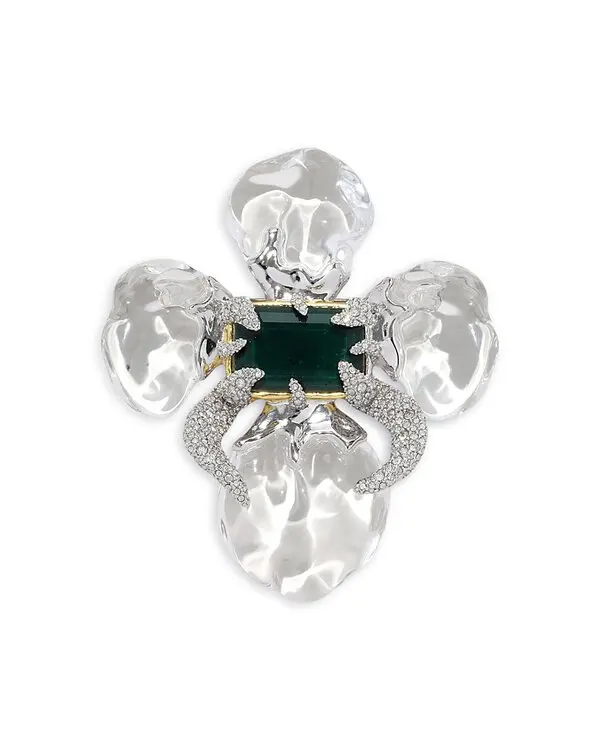 Alexis Bittar Silverlake Crystal, Pyrite & Lucite Flower Pin - Clear