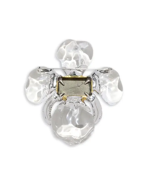 Alexis Bittar Silverlake Crystal, Pyrite & Lucite Flower Pin