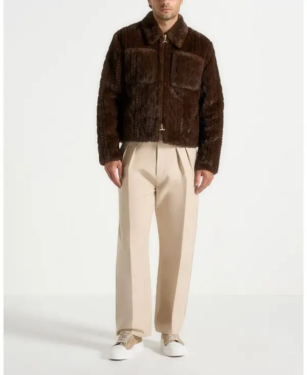 Manière De Voir David Plush Cable Embossed Jacket - Brown