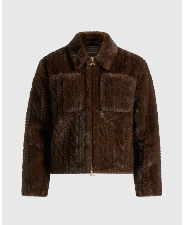 Manière De Voir David Plush Cable Embossed Jacket - Brown