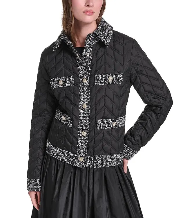 Karl Lagerfeld Paris Agyness Quilted Contrast Trim Jacket