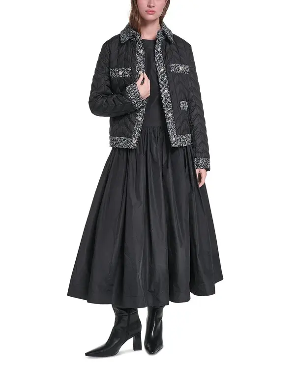 Karl Lagerfeld Paris Agyness Quilted Contrast Trim Jacket