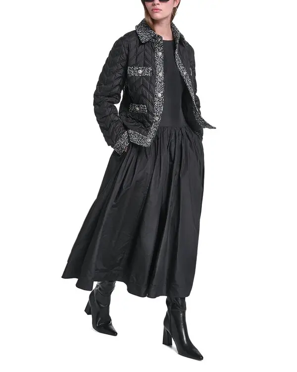 Karl Lagerfeld Paris Agyness Quilted Contrast Trim Jacket