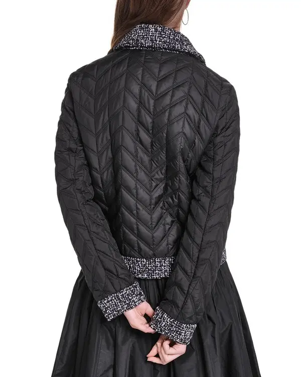 Karl Lagerfeld Paris Agyness Quilted Contrast Trim Jacket