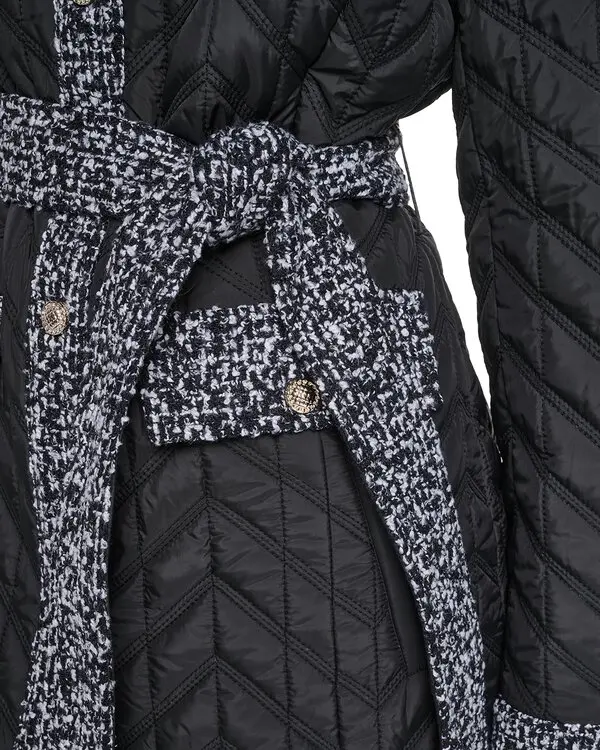 Karl Lagerfeld Paris Agyness Quilted Contrast Trim Coat