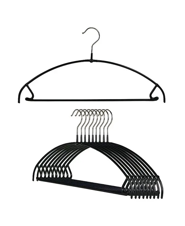 MAWA Euro Grip Clothing Hangers, Model 42ptu, Set Of 10 - Black