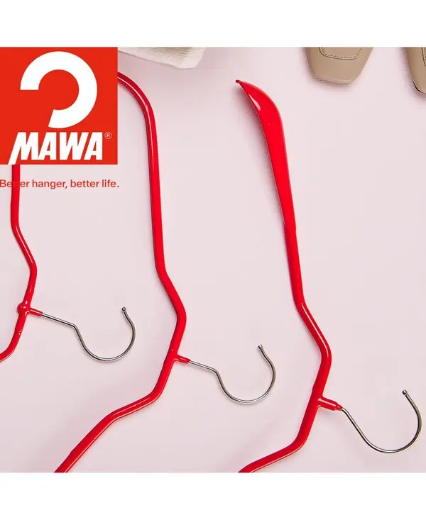 MAWA Bodyform Grip Clothing Hanger, Model 42l, Set Of 5 - Red