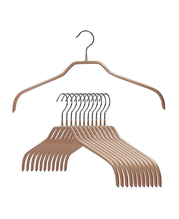 MAWA Silhouette Steel Grip Clothing Hanger, Model 41f, Set Of 10 - Latte