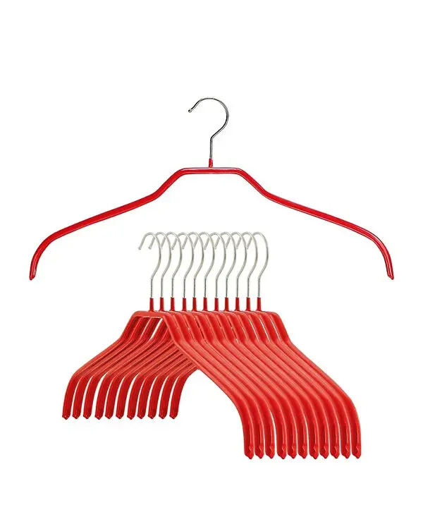 MAWA Silhouette Steel Grip Clothing Hanger, Model 41f, Set Of 10 - Red