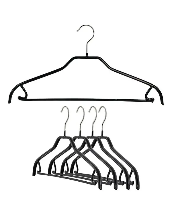 MAWA Silhouette Steel Grip Clothing Hanger, Model 41frs, Set Of 5 - Black