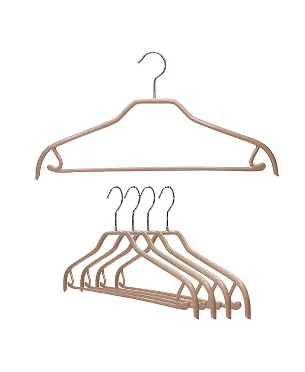 MAWA Silhouette Steel Grip Clothing Hanger, Model 41frs, Set Of 5 - Latte