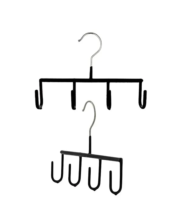MAWA Four Hook Belt And Accessory Hanger, Grip Coated, Model Gh, Set Of 2 - Black
