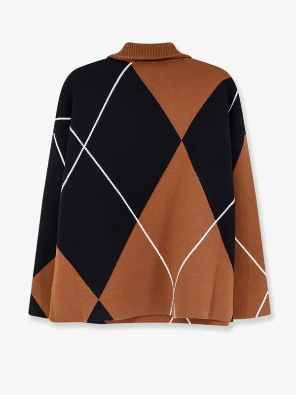 Max Mara Mxmsala Argyle Pattern Virgin Wool Sweater - Brown