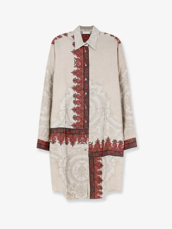 PIERRE-LOUIS MASCIA Silk Chemisier Dress - Beige