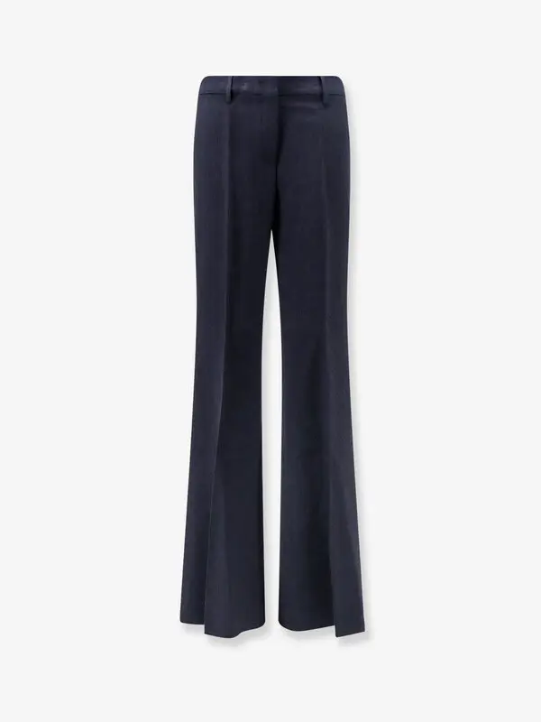 Etro Wool Blend Trousers With Paisley Pattern - Blue