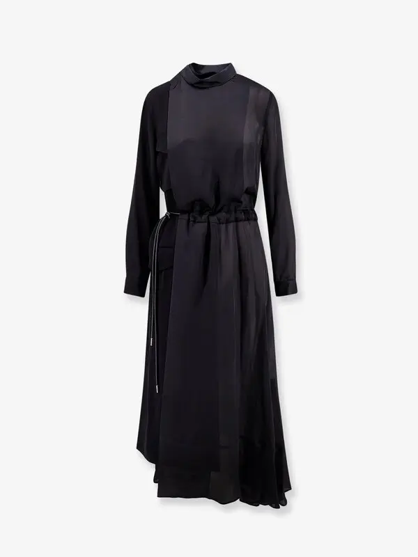 Sacai Dress With Satin Inserts - Black