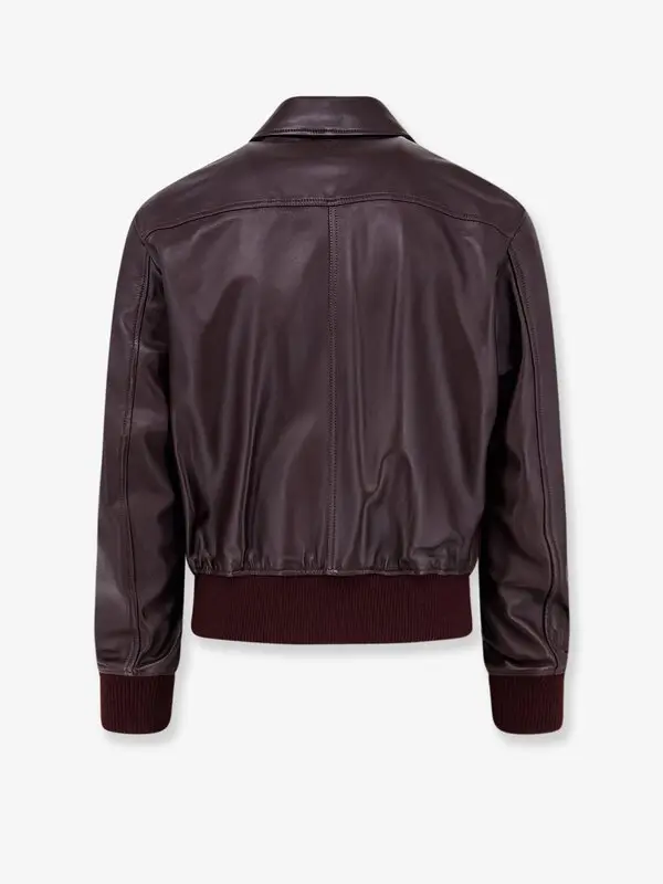 AMI Paris Bordeaux Leather Jacket With Zip