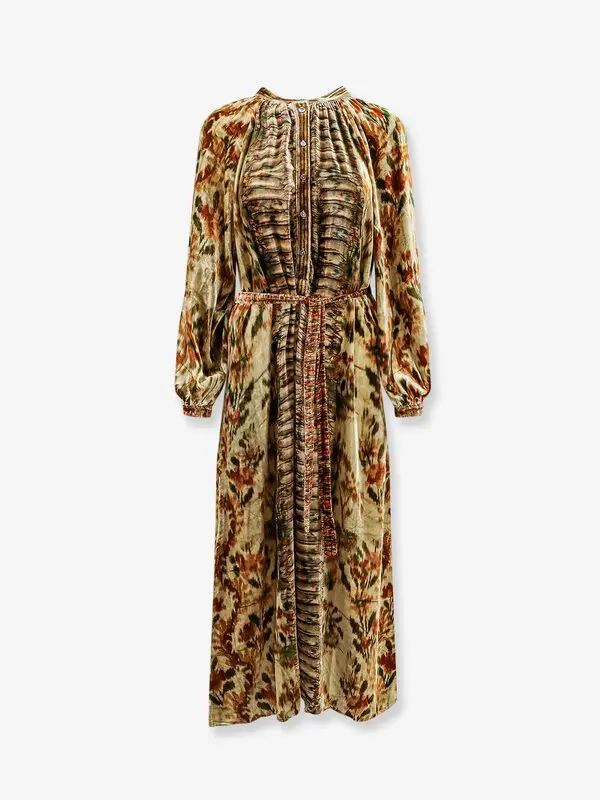 PIERRE-LOUIS MASCIA Kanada Multicolor Chenille Chemisier Dress - Beige