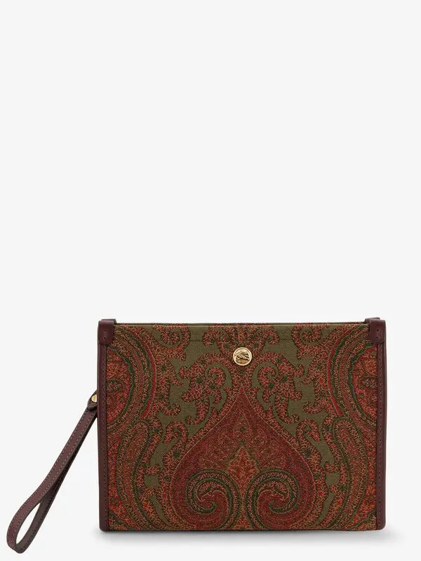 Etro Paisley Pattern Clutch Bag - Brown