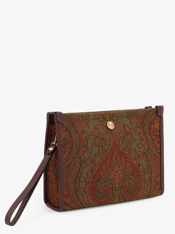 Etro Paisley Pattern Clutch Bag - Brown