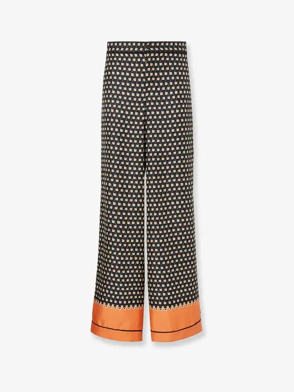 Fendi Printed Silk Pajamas Trousers - Black