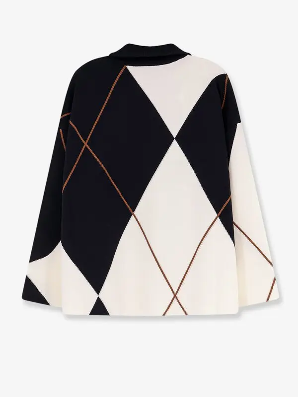 Max Mara Mxmsala Argyle Pattern Virgin Wool Sweater - Black