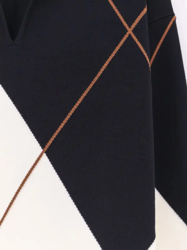 Max Mara Mxmsala Argyle Pattern Virgin Wool Sweater - Black