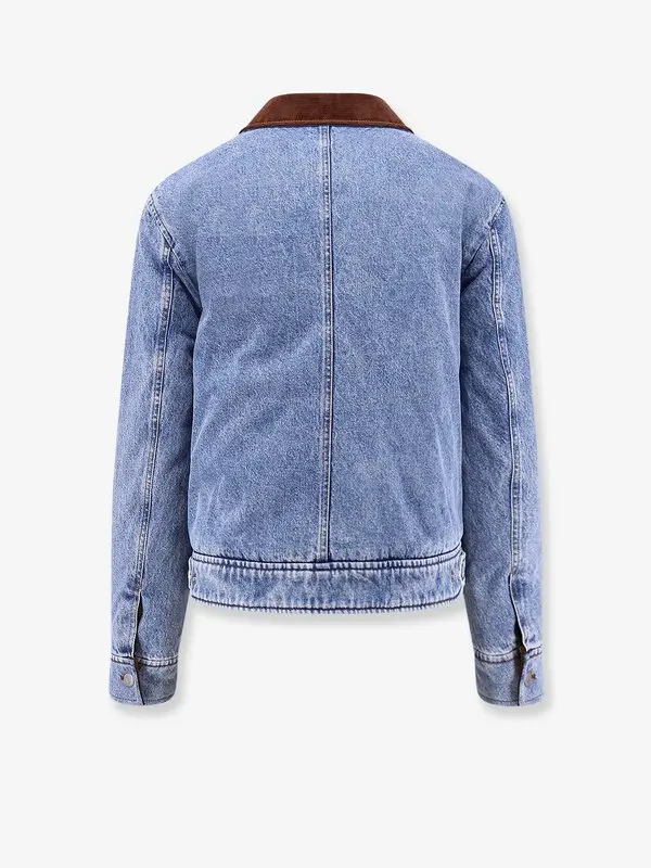 AMI Paris De Coeur Padded Denim Jacket With Zip