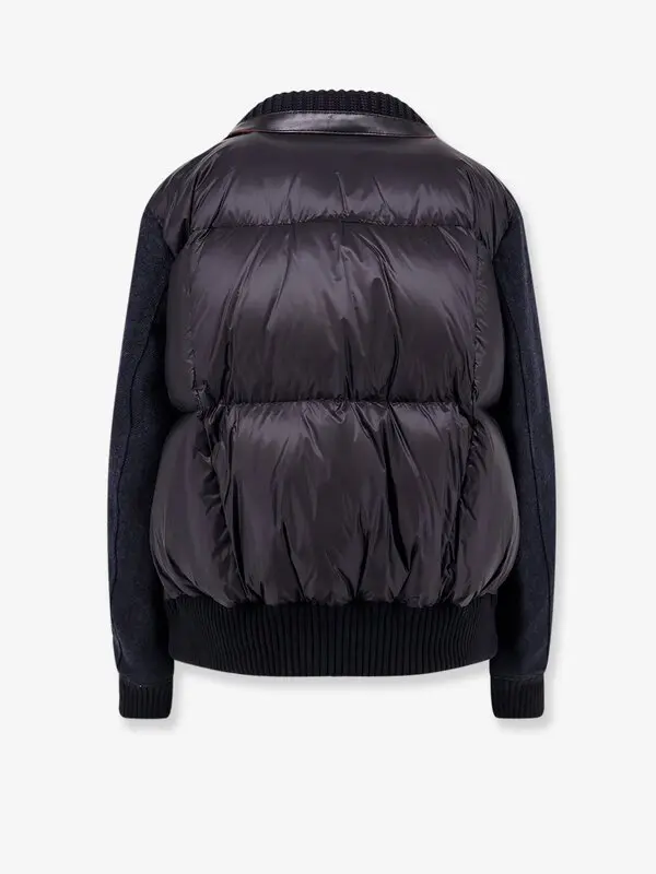 Sacai Herringbone Wool Padded Bomber - Blue