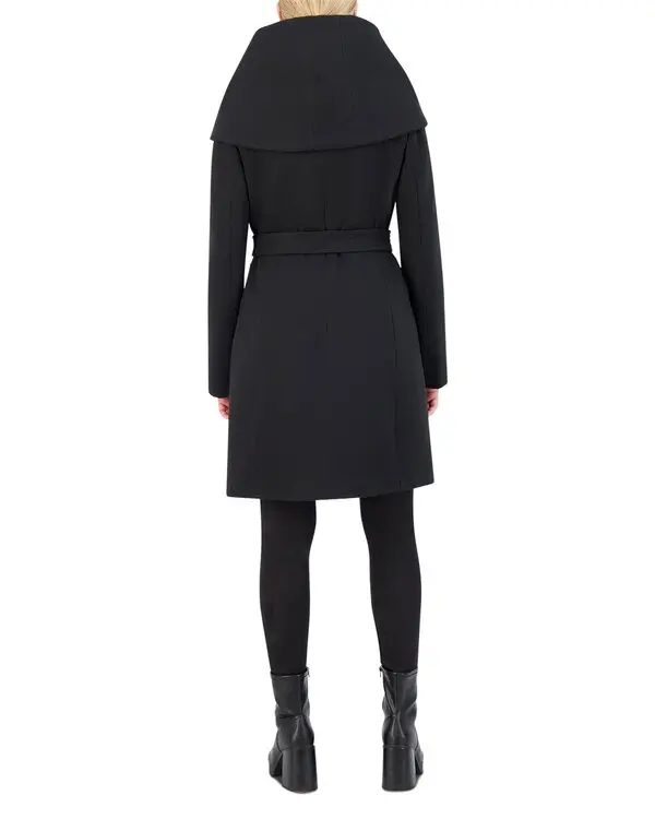Cole Haan Belted Asymmetric Zip Front Soft Twill Coat