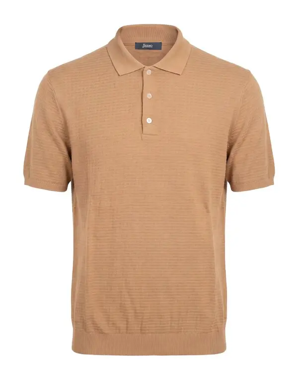 Herno Polo Shirt Camel Size Cotton, Cashmere