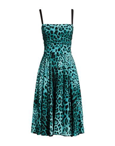 Dolce & Gabbana Midi Dress Turquoise Size Silk, Elastane, Polyester, Polyamide