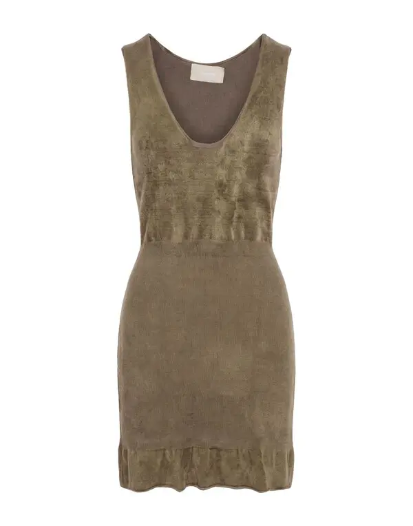 DRUMOHR Mini Dress Khaki Size Virgin Wool, Viscose, Polyamide