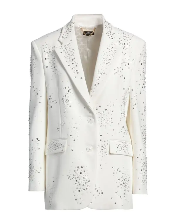 Elisabetta Franchi Blazer Ivory Size Polyester, Elastane
