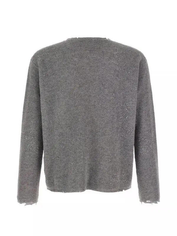 SECOND / LAYER Friends Distressed Honeycomb-knit Sweater