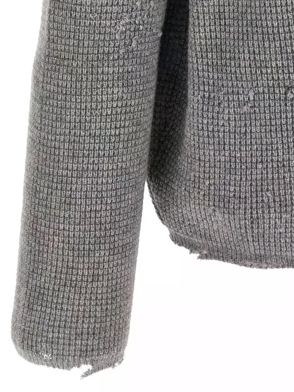 SECOND / LAYER Friends Distressed Honeycomb-knit Sweater