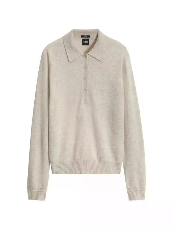 BOSS Pure Cashmere Polo Sweater - Neutrals