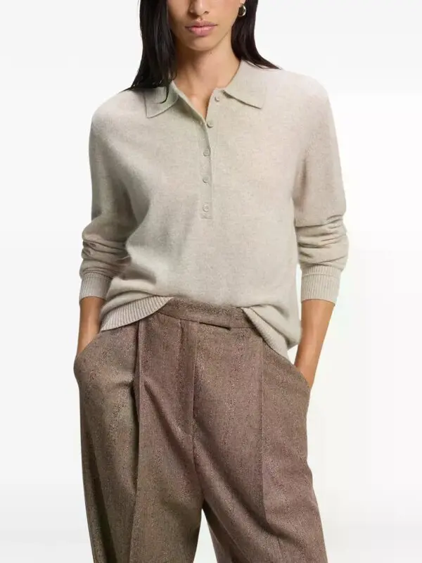 BOSS Pure Cashmere Polo Sweater - Neutrals