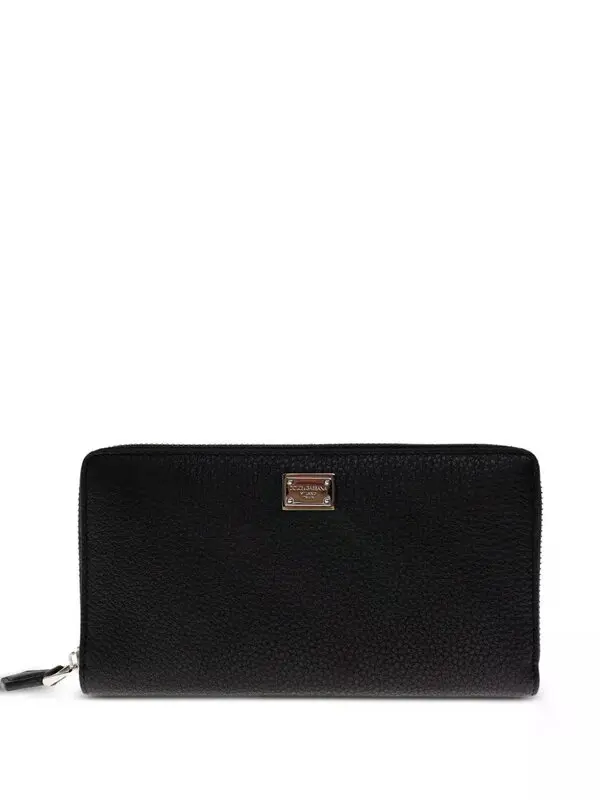 Dolce & Gabbana Logo-plaque Pebbled Leather Wallet - Black
