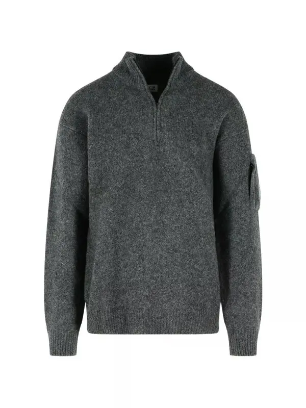 C.P. COMPANY Lens-detail Quarter-zip Sweater - Grey
